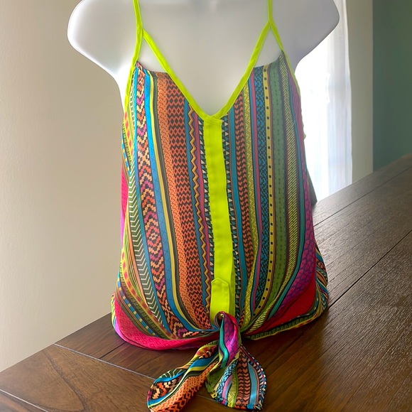 DO+BE | Tops | Neon Blouse With Colorful Designs | Poshmark